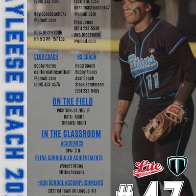 Individual Profile Sheet College Recruiting Softball Baseball Soccer ...