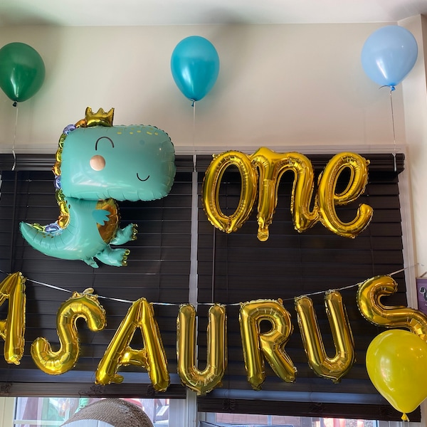 Oneasaurus Balloon Banner Dinosaur 1st Birthday Dino Decor Dinosaur ...