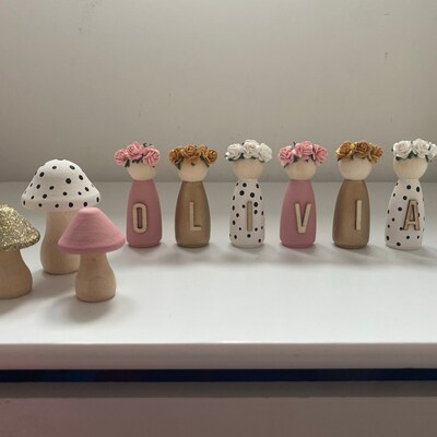 Personalised Peg Dolls Name Floral Crown Doll Pegs Dolls Peg - Etsy
