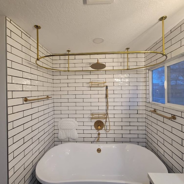 Oval Shaped 360 Degrees Shower Curtain Rod for Bathroom, Fitting and ...