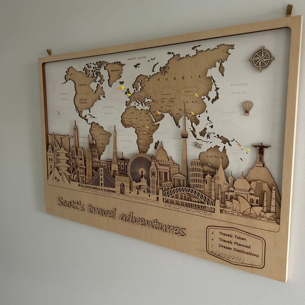 Wood USA Map American Map Wood Print Wall Decor Push Pin Travel Map 3D ...