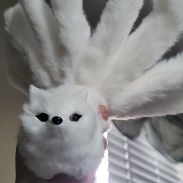 4 Handmade Faux Fur White Fox Spirit 4.5in Soft Realistic Animal ...