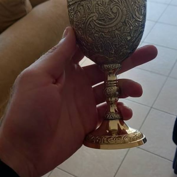 Handmade Brass Goblet for Communion Gold Chalice Cup Arthur King ...