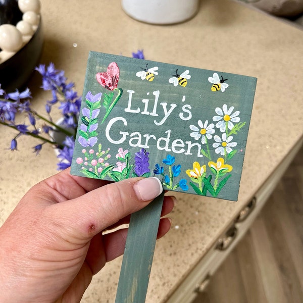 Personalised Wildflower Garden Plaque: Hand-painted Wooden Allotment ...