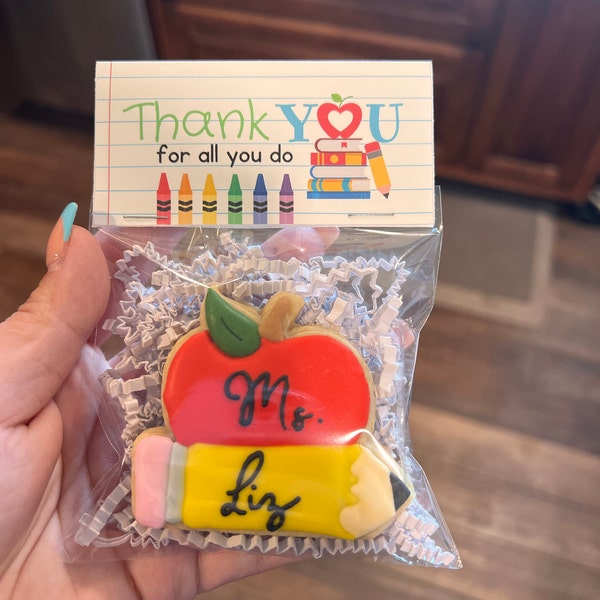 Teacher THANK YOU Treat Bag Topper 4, 4.5, 5, 6 and 6.5" Teacher ...