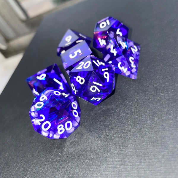 Neon Dreamer - Retro Purple Holographic Handmade Resin Sharp Edge Dnd ...