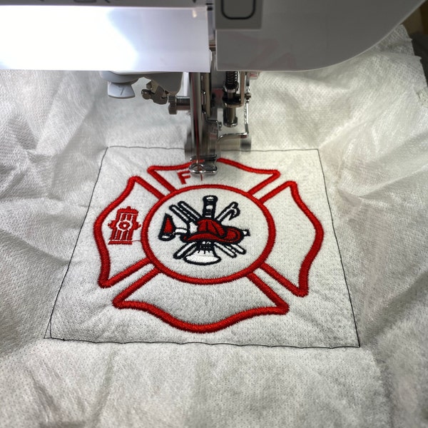 Fire Logo Embroidery Design | Firefighter Rescue Embroidery Design ...