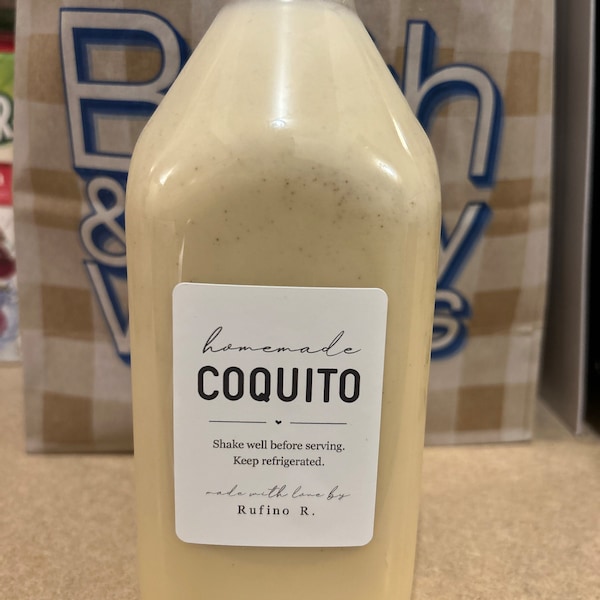 Homemade Coquito Label - Set of 15 Personalized Puerto Rican Eggnog ...