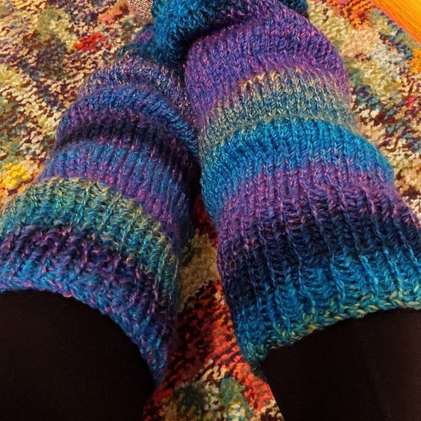 Bright Stripes Knitted Leg Warmers - Etsy