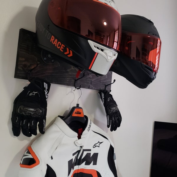 Great MOTORCYCLE Helmet Rack With Jacket and Coat Rack- Motorcycle ...