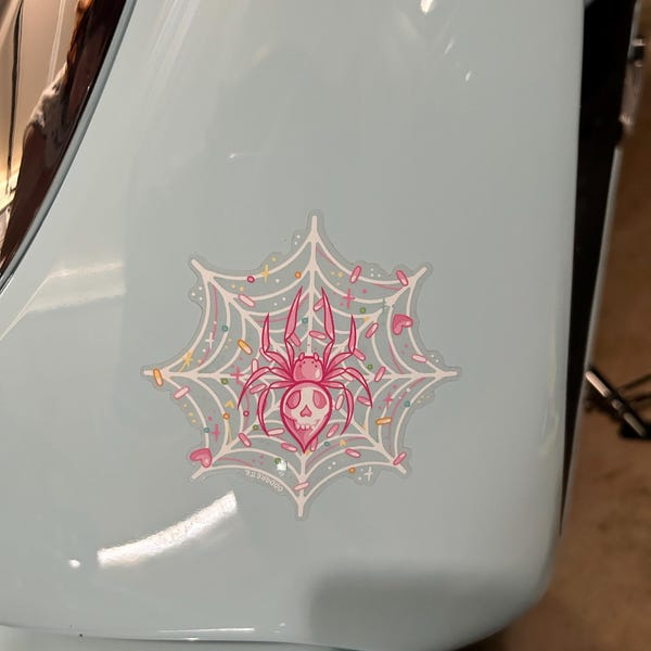 Sprinkle Spider Sticker - Kawaii Art - Pink Arachnid - Spooky and Cute ...