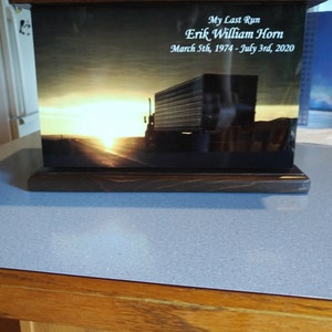 Truck Cremation Urn, Wood Funeral Urn,trucker's Wooden Urn With Custom ...