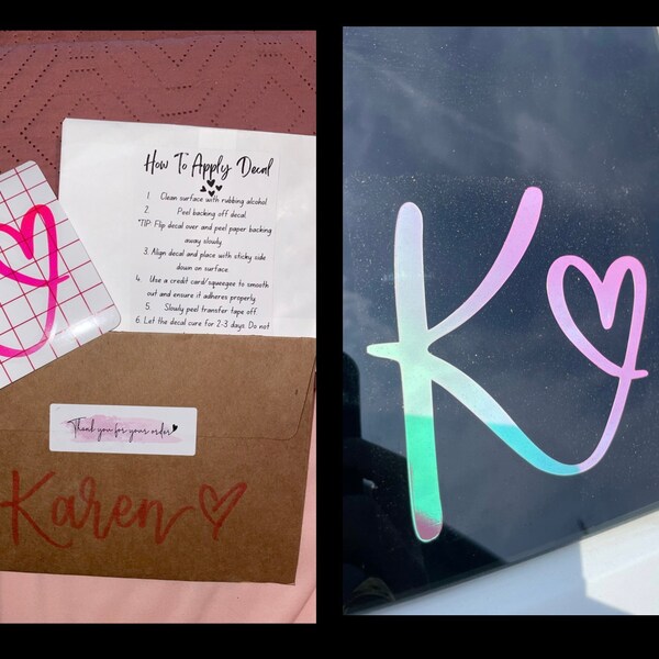 Initial Heart Decal | Uppercase Single Letter Monogram Initial Decal ...