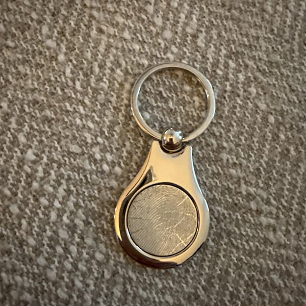 Fingerprint Keychain, Stainless Steel Custom Fingerprint Round Keychain ...