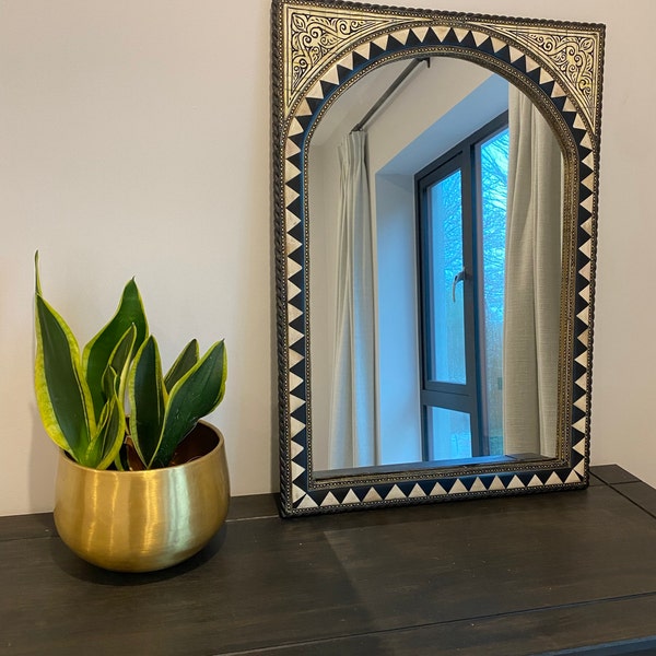Moroccan Mirror, Rustic Window Mirror, Handmade, Mirror Art, Bone Inlay ...