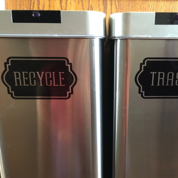 Trash and Recycle Decal Set, Garbage Barrel and Recycling Stickers ...