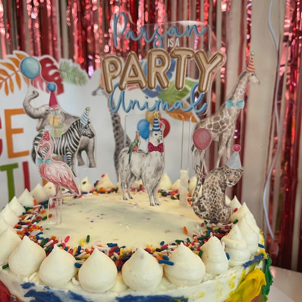 Party Animal Topper, Party Cake Topper, Zoo Party Cake Topper, Jungle ...