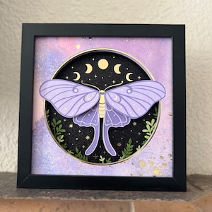 3D Luna Moth Shadow Box, Animal Shadow Box SVG, Mystical Moth Papercut ...