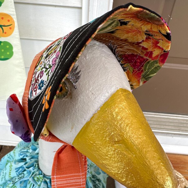 Two-sided BONNET for Porch Goose, Summer Floral Brimmed Bonnet ...