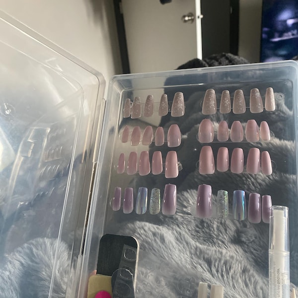 Press on Nails Storage Box | Reusable Organization Nail Box | Large ...