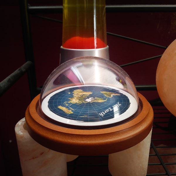 Flat Earth Map Dome Display Model - Wood Base, Acrylic Dome, Gift - Etsy