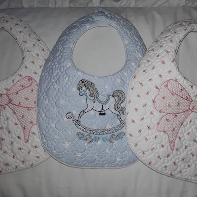 ITH in the Hoop Quilted Baby Bib Lace Machine Embroidery File Design ...