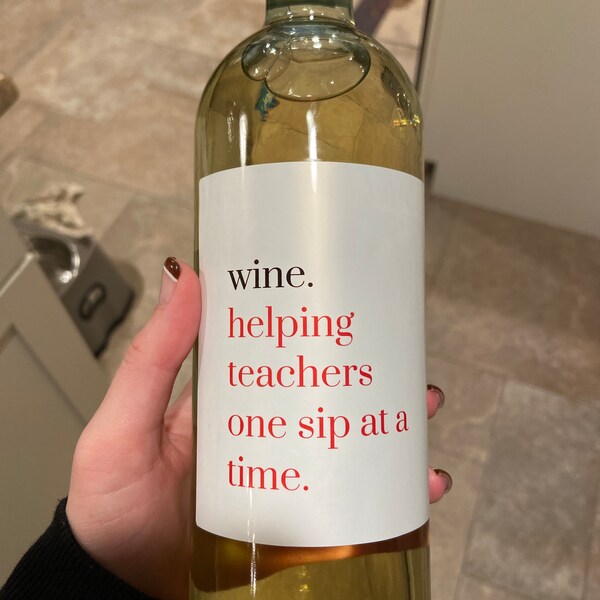 Teacher Wine Labels SET OF 2 Gift for Teacher Teacher Appreciation Gift ...