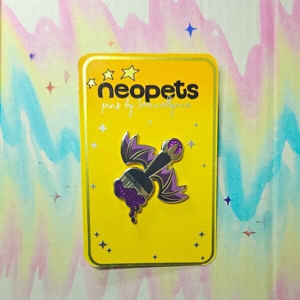 Neopets Paint Brush Darigan Brush Gold Glitter Small Enamel Pin - Etsy
