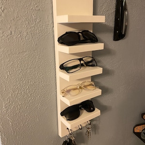 Floating Sunglasses Shelf With Key Hooks Entryway Organization Key ...