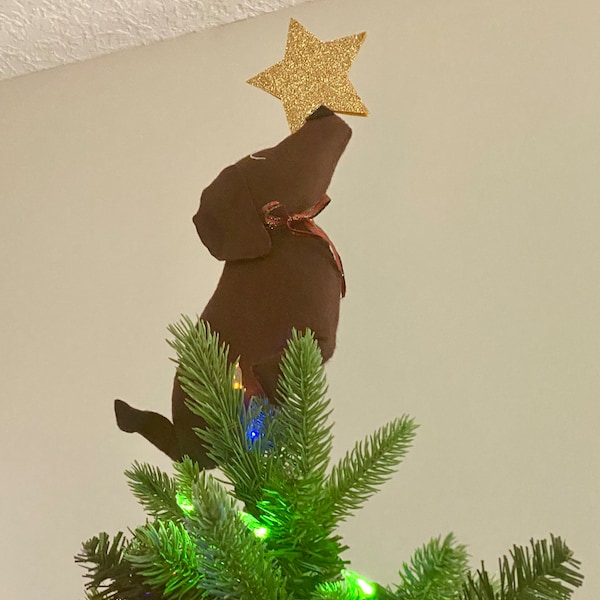 Labrador Christmas Tree Topper // Dog Christmas Decor // Black Yellow ...