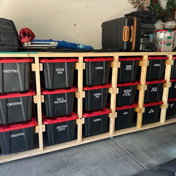 27 Gallon Tote Rack Plans, Custom Rack Configurator, Tote Garage ...