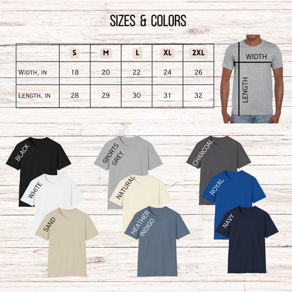 Gildan 64000 Color and Size Chart Shirt Colors Shirt Color Chart for ...