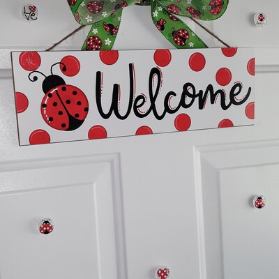 Ladybug Wreath Sign, Polka Dot Ladybug Wreath Sign, Wreath Attachment ...