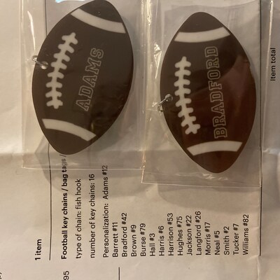 Football Key Chains / Bag Tags / Football Team Gifts - Etsy