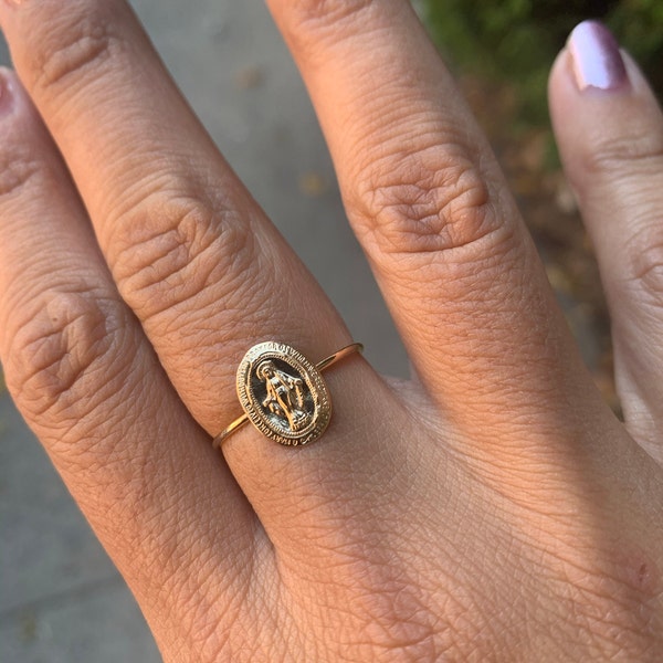 Virgin Mary Ring | Religious Jewelry | Mary Ring in Gold Filled and ...