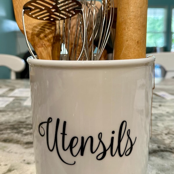Utensils Label Fancy Font | Custom Size/color Vinyl Decal Sticker for ...