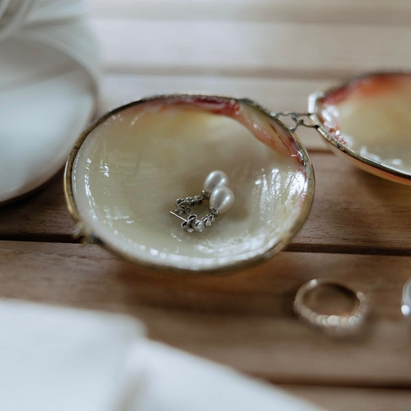 Shell Box - Coastal Wedding Seashell Ring Box -coin Purse -ring Bearer ...