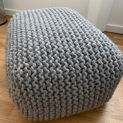 White Wool Footstool-livingroom Pouf-bio Woolen Ottoman-white - Etsy