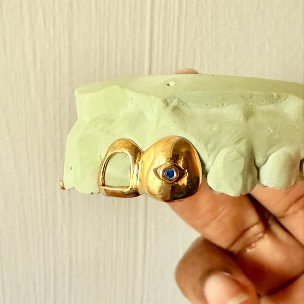 Custom 10 Piece Grillz Set With Trillion Tips and Open Windows in Two ...