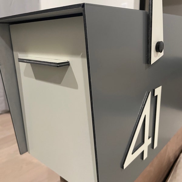 Contemporary Post Mounted Mailbox, Aluminum Brush Silver Body and Door ...