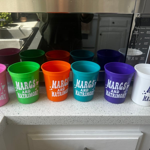 MARGS AND MATRIMONY Cups for Fiesta Bachelorette Party | Last Margarita ...