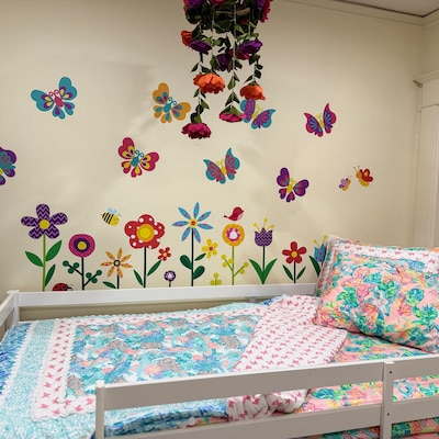 Flower Wall Decals for Kids Girls Bedroom, Flower Wall Stickers for ...