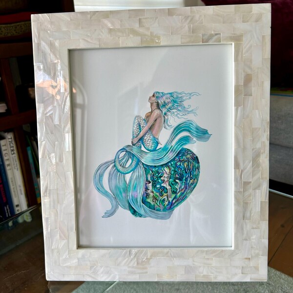 PRINT Mother Mermaid and Baby Art Unframed Graphite Pencil Drawing ...
