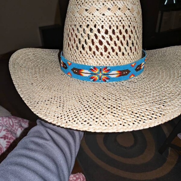 Delica Beads Hatband Loom Pattern No.173 Feather Beaded Belt and Hat ...