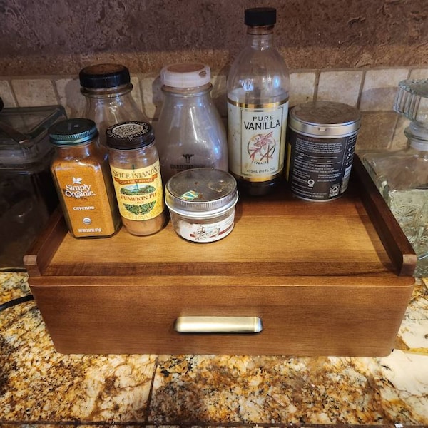 Custom Engraved Office Tea Station With Tea Bag Drawer Solid Wood Tea ...