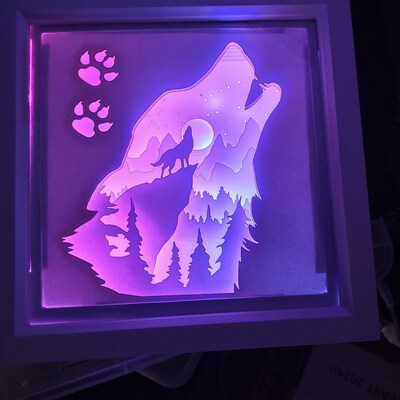 Wolf Shadow Box Files, Paper Cut Light Box Template Files, Shadow Box ...