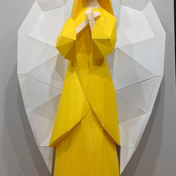 Angel With Wings Papercraft 3d Wall Sculpture, Diy Printable Paper ...
