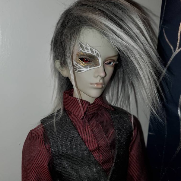 BJD Wig Two Block Semi-long Curled Indian Pink 9-10 8-9 Inch Synthetic ...