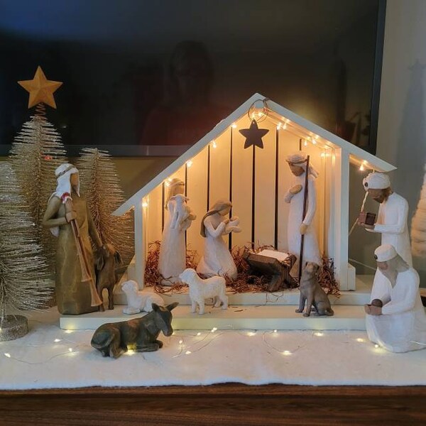Nativity Manger /cradle for Willow Tree Nativity Wood Manger for Willow ...