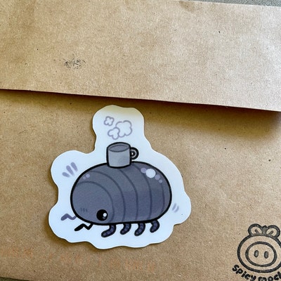 Bug With a Mug Sticker / Rolly Polly / Cute Bug Sticker / Isopod ...